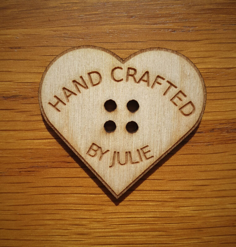 Personalised Heart Shaped Wooden Crafting Buttons - Viking Laser