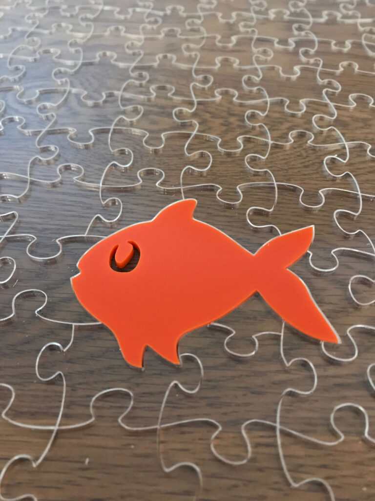 Fish Bowl Clear Acrylic Jigsaw Puzzle with Goldfish Whimsy - Viking Laser
