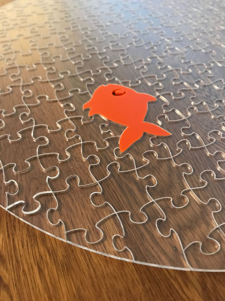 Fish Bowl Clear Acrylic Jigsaw Puzzle with Goldfish Whimsy - Viking Laser